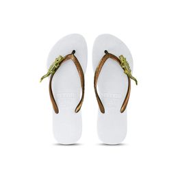 Uzurii Slipper & Pantoletten - Zehentrenner Green Crocodile Switch - Gr. 39_40 - in Wei&szlig; - f&uuml;r Damen