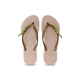 Uzurii Slipper & Pantoletten - Zehentrenner Green Crocodile Switch - Gr. 35,5 (EU) - in Beige - f&uuml;r Damen