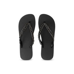 Uzurii Slipper & Pantoletten - Zehentrenner Silver Large - Gr. 45_46 - in Schwarz - f&uuml;r Damen
