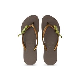 Uzurii Slipper & Pantoletten - Zehentrenner Green Crocodile Switch - Gr. 39_40 - in Braun - f&uuml;r Damen