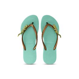 Uzurii Slipper & Pantoletten - Zehentrenner Green Crocodile Switch - Gr. 37_38 - in Gr&uuml;n - f&uuml;r Damen