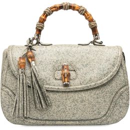 Gucci Hobo Bags - Large Speckled Leather New Bamboo Top Handle Bag - Gr. unisize - in Grau - f&uuml;r Damen