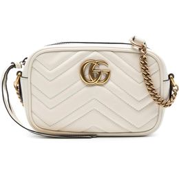 Gucci Hobo Bags - Mini GG Marmont Matelasse Leather Crossbody - Gr. unisize - in Wei&szlig; - f&uuml;r Damen