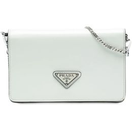 Prada Hobo Bags - Mini Brushed Leather Chain Crossbody - Gr. unisize - in Wei&szlig; - f&uuml;r Damen
