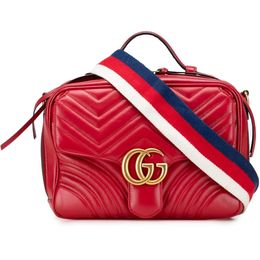 Gucci Hobo Bags - Small GG Marmont Matelasse Leather Sylvie Top Hand - Gr. unisize - in Rot - f&uuml;r Damen