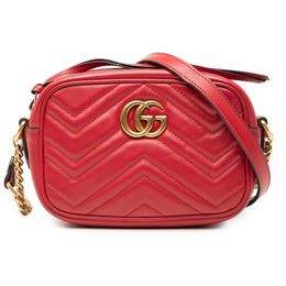 Gucci Hobo Bags - Mini GG Marmont Matelasse Leather Crossbody - Gr. unisize - in Rot - f&uuml;r Damen