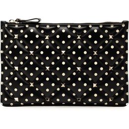 Valentino Garavani Clutches - Leather Polka Dot Rockstud Clutch - Gr. unisize - in Schwarz - f&uuml;r Damen