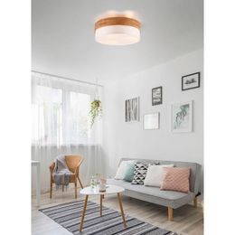 Trio Leuchten Deckenleuchte &raquo;Seasons&laquo; E27 1 Stk. warmwei&szlig; - kaltwei&szlig; Deckenlampe Holz mit Stoffschirm &Oslash;50cm exkl 3xE27 max 40W grau