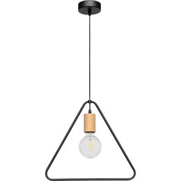 Spot-Light SPOT LIGHT Pendelleuchte »CARSTEN WOOD« E27 Hängeleuchte, Moderne Leuchte aus Metall und Eichenholz schwarz/eichefarben/holzfarben