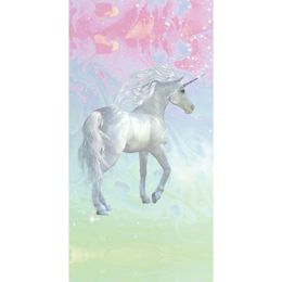 Good Morning Strandtuch &raquo;Unicorn&laquo; 100% Mikrofaser, 75x150, Schnelltrocknend, Kind, M&auml;dchen, Einhorn bunt Microfaser, Obermaterial: 100% Polyester