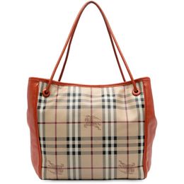 Burberry Shopper - Small Leather Trimmed Haymarket Check Coated Canva - Gr. unisize - in Braun - f&uuml;r Damen