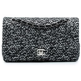 Chanel Hobo Bags - Medium Classic Tweed Double Flap - Gr. unisize - in Schwarz - f&uuml;r Damen
