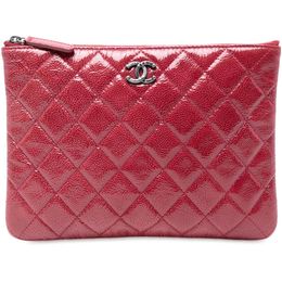Chanel Clutches - Small Crinkled Patent O Case Clutch - Gr. unisize - in Rot - f&uuml;r Damen