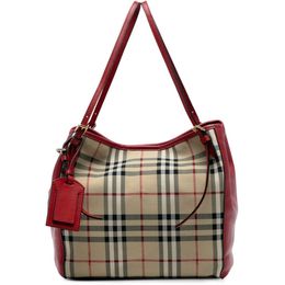Burberry Shopper - Small Haymarket Check Canvas and Leather Canterbur - Gr. unisize - in Braun - f&uuml;r Damen