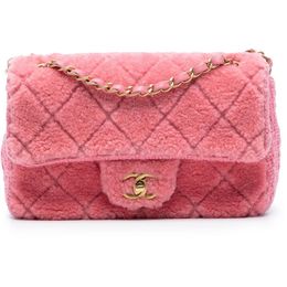 Chanel Hobo Bags - CC Quilted Shearling and Tweed Single Flap - Gr. unisize - in Gold - f&uuml;r Damen