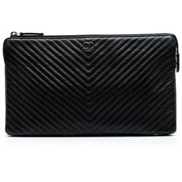 Chanel Clutches - CC Chevron Caviar Zip Clutch - Gr. unisize - in Schwarz - f&uuml;r Damen