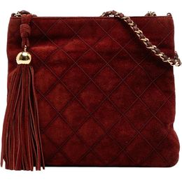 Chanel Hobo Bags - CC Quilted Suede Tassel Crossbody - Gr. unisize - in Rot - f&uuml;r Damen