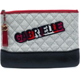 Chanel Clutches - Medium Quilted Wool and Calfskin Gabrielle O Case - Gr. unisize - in Grau - f&uuml;r Damen