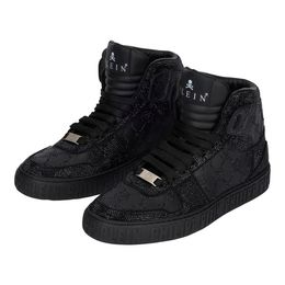 Philipp Plein Low-Top Sneaker - Hochwertige Turnschuhe Monogram Verziert - Gr. 40 (EU) - in Schwarz - f&uuml;r Damen