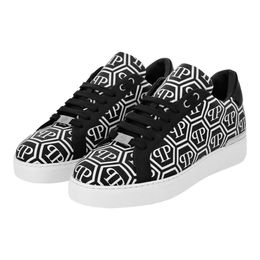 Philipp Plein Low-Top Sneaker - Lo-Top Turnschuhe Monogram - Gr. 44 (EU) - in Schwarz - f&uuml;r Damen