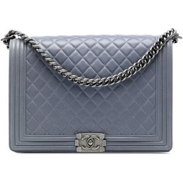 Chanel Hobo Bags - Large Quilted Lambskin Boy Flap - Gr. unisize - in Grau - f&uuml;r Damen