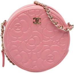 Chanel Hobo Bags - CC Embossed Caviar Camellia Round Clutch With Chai - Gr. unisize - in Gold - f&uuml;r Damen