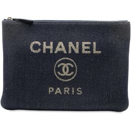 Chanel Clutches - Medium Denim Deauville O Case Clutch - Gr. unisize - in Blau - f&uuml;r Damen