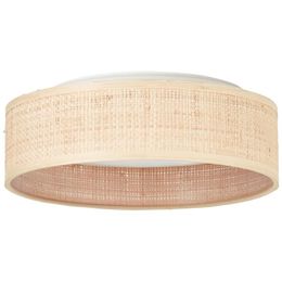 Brilliant LED Deckenleuchte &raquo;Zoe&laquo; warmwei&szlig; - kaltwei&szlig; CCT &uuml;ber Wandschalter, 3100 lm, &Oslash; 28 cm, Raffia, natur/wei&szlig; natur/wei&szlig;