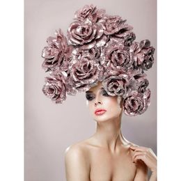 queence Acrylglasbild &raquo;Frau mit Blumenhut&laquo; Bilder von Frauen Blumen Fashion Frau Kunst Fine Art-Print in Galeriequalit&auml;t Farbe Bild(er): bunt