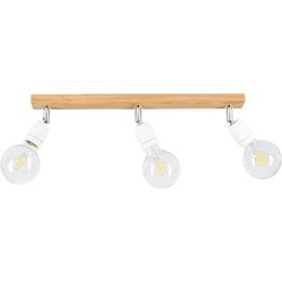BRITOP LIGHTING Deckenleuchte &raquo;PORCIA WOOD&laquo; E27 Retro-Design mit Porzellan und Eichenholz, Flexibel einstellbar wei&szlig;/holzfarben