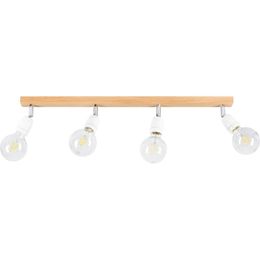 BRITOP LIGHTING Deckenleuchte &raquo;PORCIA WOOD&laquo; E27 Retro-Design mit Porzellan und Eichenholz, Flexibel einstellbar wei&szlig;/holzfarben