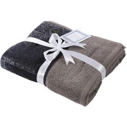KENDA SAND Badetuch &raquo;Medley 125&laquo; ansprechende Bord&uuml;re, starke Saugk&auml;higkeit, kuschelig, Saunatuch Grau / Blau Obermaterial: 100% Baumwolle B/L: 80...