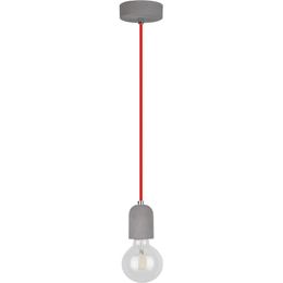 Spot-Light SPOT LIGHT Pendelleuchte &raquo;AMORY&laquo; E27 1 Stk. H&auml;ngeleuchte, Echtes Beton - handgefertigt, Textilkabel, Naturprodukt betongrau/rot