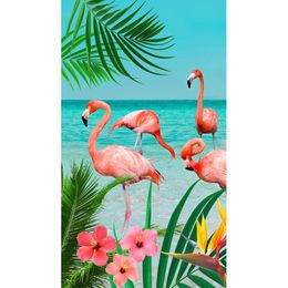 Good Morning Strandtuch »Flamingo« Mikrofaser, 100x180, Schnelltrocknend, Erwachsene, Tropen, Flamingo multi-türkis Obermaterial: 100% Polyester...