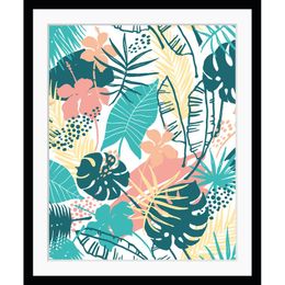 queence Bild &raquo;Jennifer&laquo; Blumen Blumenbilder Bl&auml;tter Kunst Pflanzenbilder HD Premium Poster-Druck inkl. Holzrahmen Farbe Rahmen: schwarz +...