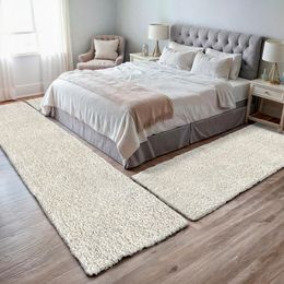 OTTO home Hochflor-Bettumrandung &raquo;Banji&laquo; H&ouml;he 37 mm 3 tlg. Uni Farben, weich und flauschig, auch als L&auml;ufer & in rund erh&auml;ltlich beige Obermaterial: 