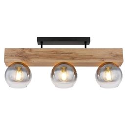 Globo LIGHTING Deckenleuchte »MOITAS« E27 1 Stk. Deckenlampe/Kugeln/Glas/Holz/Wohnzimmer/Glas rauchfarben schwarz