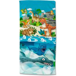 Good Morning Strandtuch &raquo;Prehistoric&laquo; Mikrofaser, 75x150, Schnelltrocknend, Strand, Kind, Junge, Dino, Blau Multi Obermaterial: 100% Polyester B/L:...