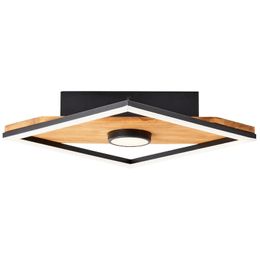 Brilliant Deckenleuchte »Woodbridge« 1 Stk. Warmweiß Nature Style - 25x25cm - 1600 Lumen, 3000 Kelvin, warmweiß schwarz/holz