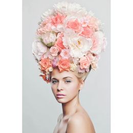 queence Acrylglasbild &raquo;Frau mit Blumenhut&laquo; Bilder von Frauen Blumen Fashion Frau Kunst Fine Art-Print in Galeriequalit&auml;t Farbe Bild(er): bunt
