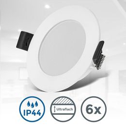 B.K.LICHT LED Einbauleuchte &raquo;BK_EL1569 6er Set Bad Einbausspots, IP44, flache LED Einbaustrahler&laquo; LED-Modul 6 Stk. Neutralwei&szlig; 3.000K, 346Lm, 4W,...