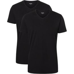 Camano T-Shirt »comfort« 2er Pack, mit V-Ausschnitt black L L Kurzarmshirt von Camano