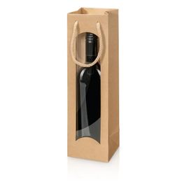 20 x Geschenkt&uuml;te mit Sichtfenster "Natura Kraftpapier" f&uuml;r 1 Flasche 100 x 85 x 360 mm
