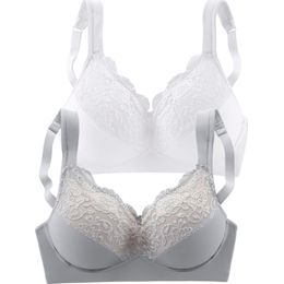 Petite Fleur Damen Soft-BH silber + weiß Größe 90D
