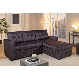 Riess Ambiente Modernes Ecksofa APARTMENT 205cm grau Samt 3-Sitzer mit Bettfunktion und Stauraum Riess-Ambiente Wohnzimmer