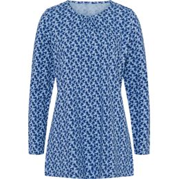 Damen Longshirt mit Herzchen-Print eisblau-royalblau-bedruckt, Gr&ouml;&szlig;e 50