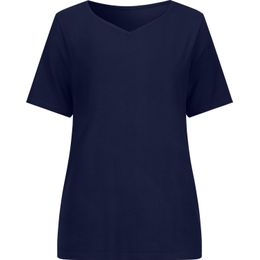 Damen Kurzarmshirt mit herzf&ouml;rmigem Ausschnitt marine, Gr&ouml;&szlig;e 46