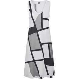 feel good Damen Sommerkleid mit Grafik-Druck wei&szlig;-schwarz Gr&ouml;&szlig;e 44/46