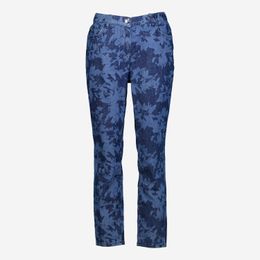 SAMOON Dunkelblaue Slim Fit Jeans mit Blumenmuster