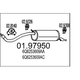 MTS MARKENTECHNIKSERVICEGMBH & CO. KG MTS Endschalld&auml;mpfer f&uuml;r SKODA VW SEAT 6Q6253609N 606253609N 606253609AA 01.97950